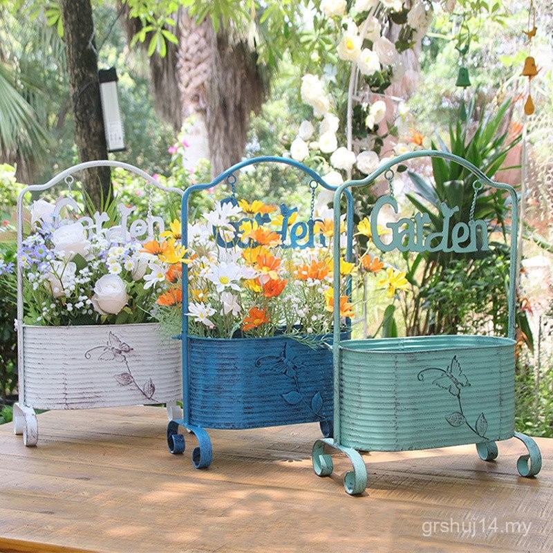 Pasu Bunga Merentas Sempadan Besi Seni Bunga Stand Luar Taman Halaman ...