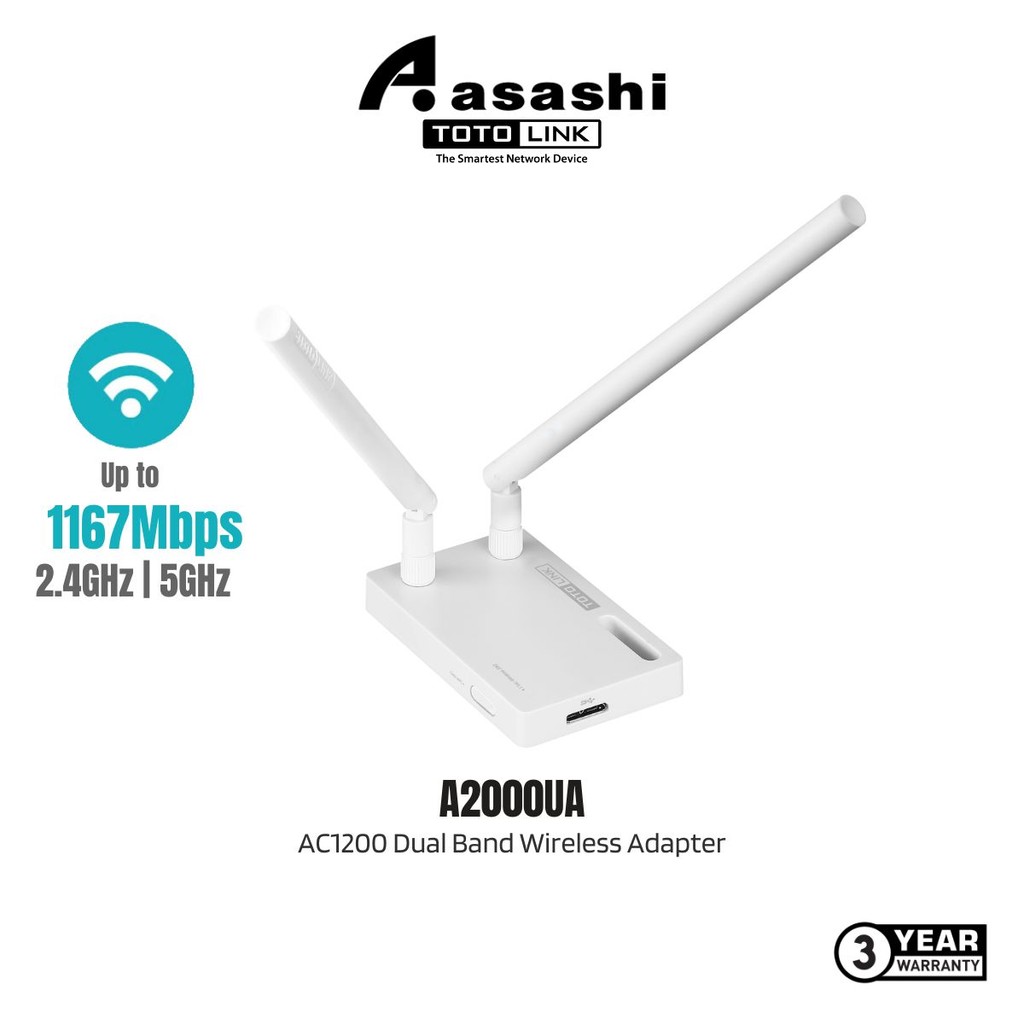 TOTOLINK A2000UA AC1200 Wireless Dual band USB Network Adapter with 2 ...