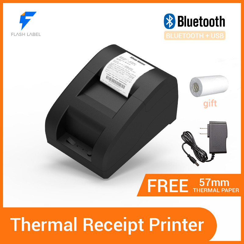 Flashlabel Mesin Resit, Thermal Receipt Printer 58mm Cash Pos Bluetooth Printers Supports Cash ...