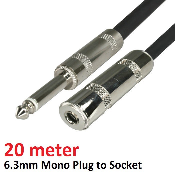 20 meter 6.3mm Mono Plug to 6.3mm Mono Socket - EC-2334/20M | Shopee ...