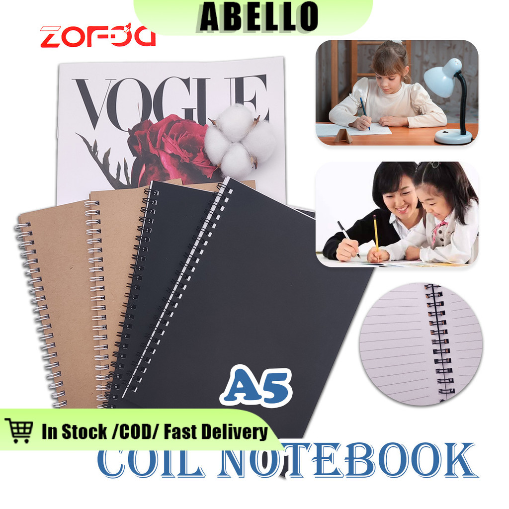 Aesthetic A5 Spiral Notebook Kraft Cover Double Metal Coil Notebook ...