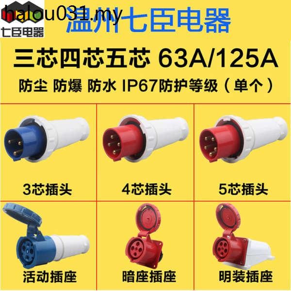 Ip67 Waterproof Industrial Plug Connector 63A/125A 3 Cores 4 Cores 5 ...