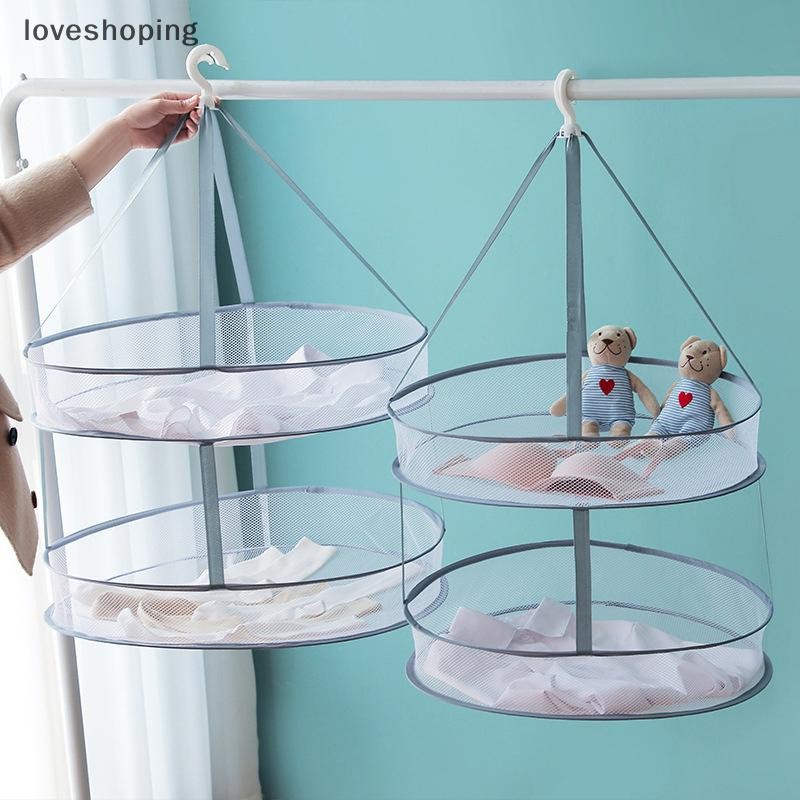 [loveshoping] Folded Mesh Clothes Drying Net Rack Lay Flat Dry Hanger ...