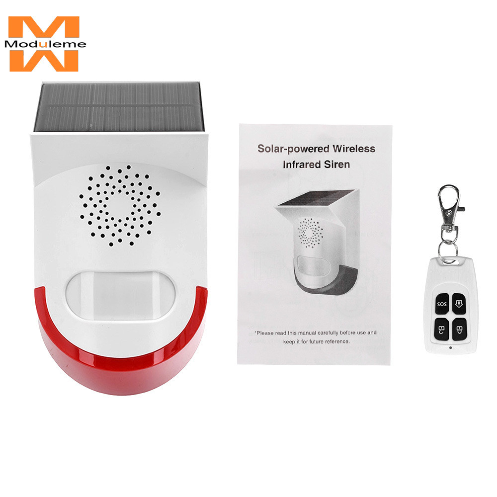 Outdoor Solar PIR Infrared Alarm Wireless 433MHz Anti-Theft Flash ...