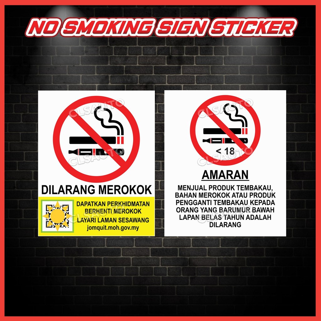 Dilarang Merokok Sticker No Smooking No Vaaping Amaran Waterproof ...