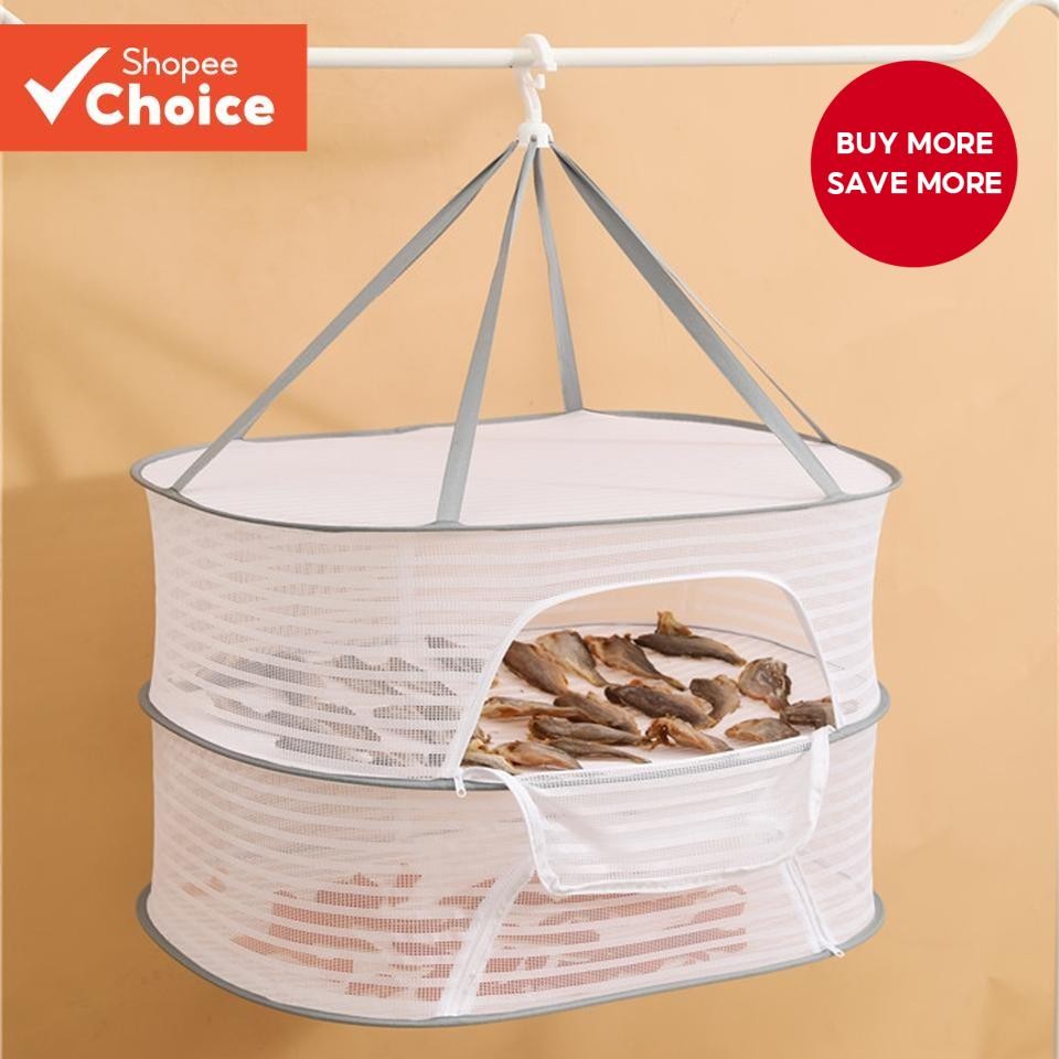 1 Tier Collapsible Mesh Basket Drying Net White Mesh Clothes Hanging ...