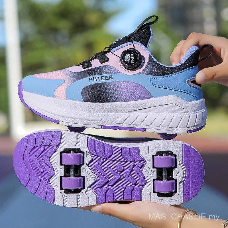 Kids Two Wheels Roller Skating Shoes With Light Magic Stick Walking ...