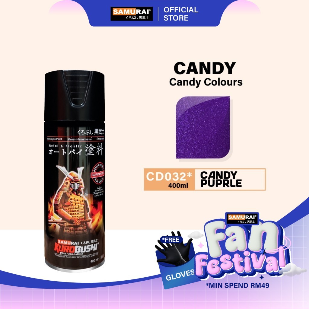 Samurai Spray Paint - CD032 Candy Purple (400ml) | Shopee Malaysia