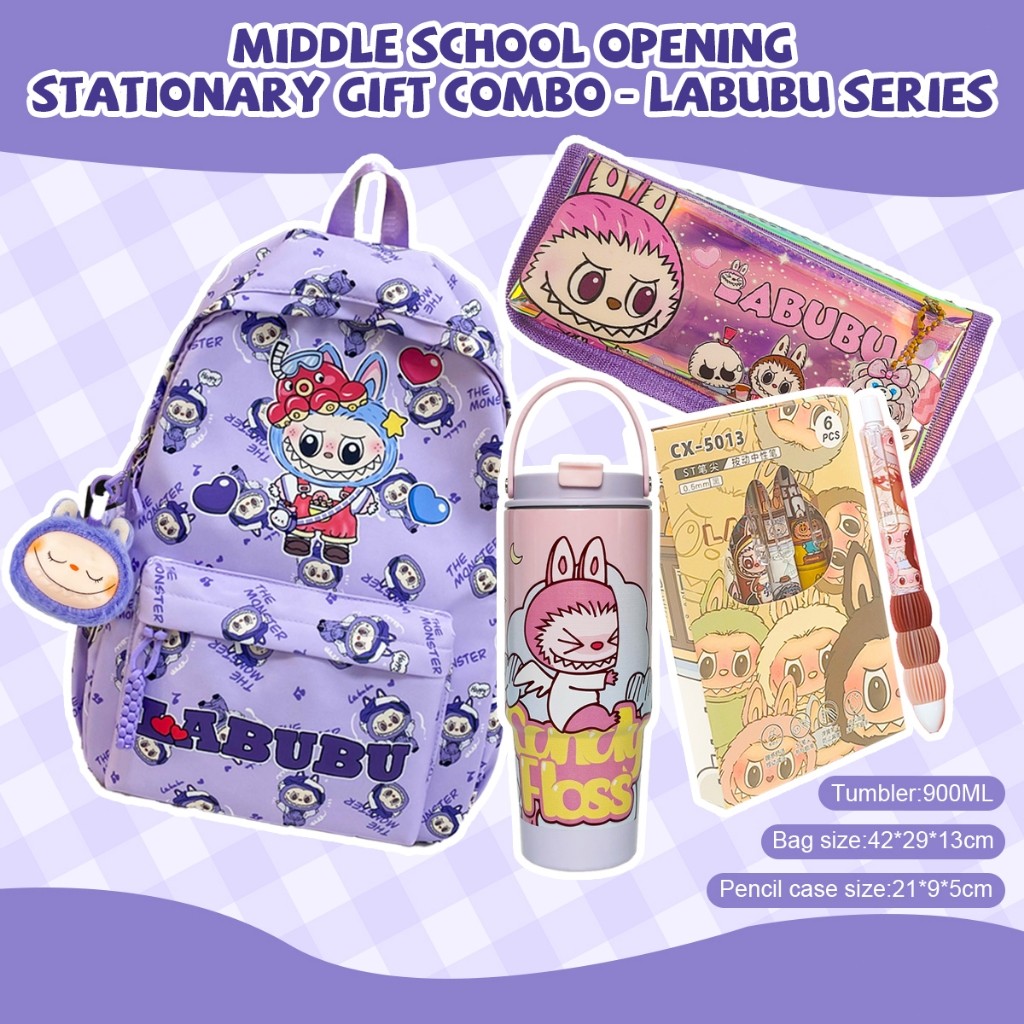 Labubu Backpack Pencil Case Neutral Pen Thermos Cup Set Popmart ...