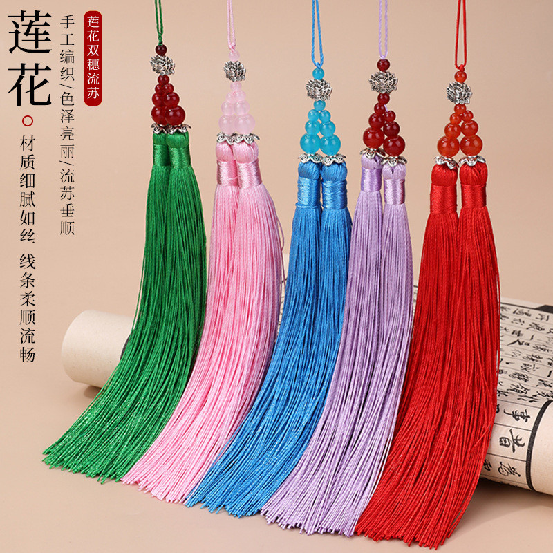 Lotus Double Ears Antique Iron Lotus Tassel diy Car Hanging Ears ...