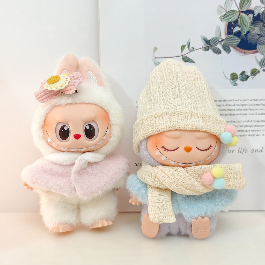 Labubu Sitting Clothes Party Shawl Scarf Hat Set, Suitable for Labubu ...