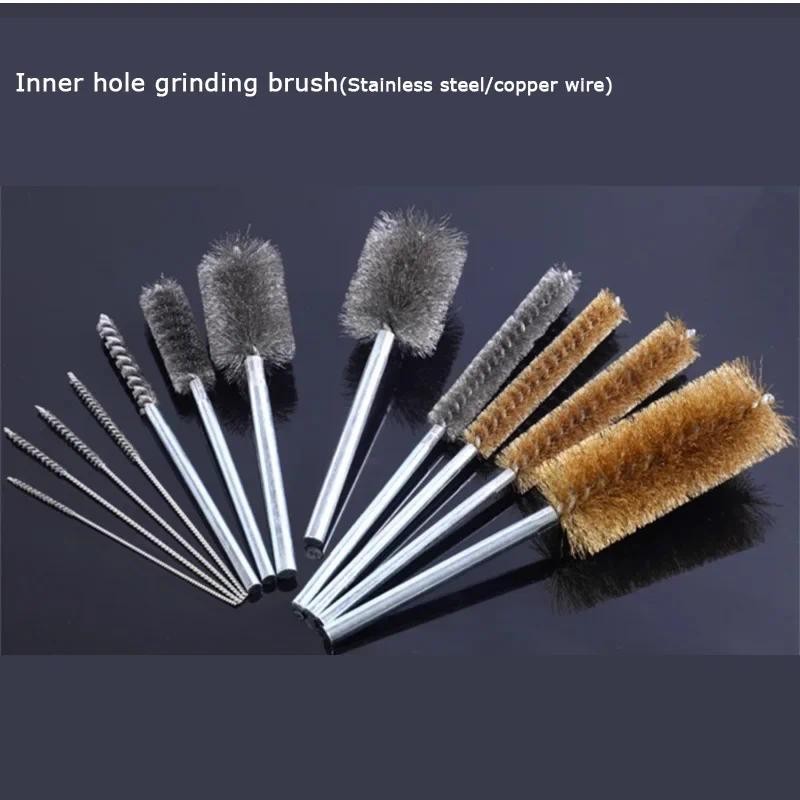 Pure copper pipe brush D1.5~50mm Extended inner hole deburring rust ...