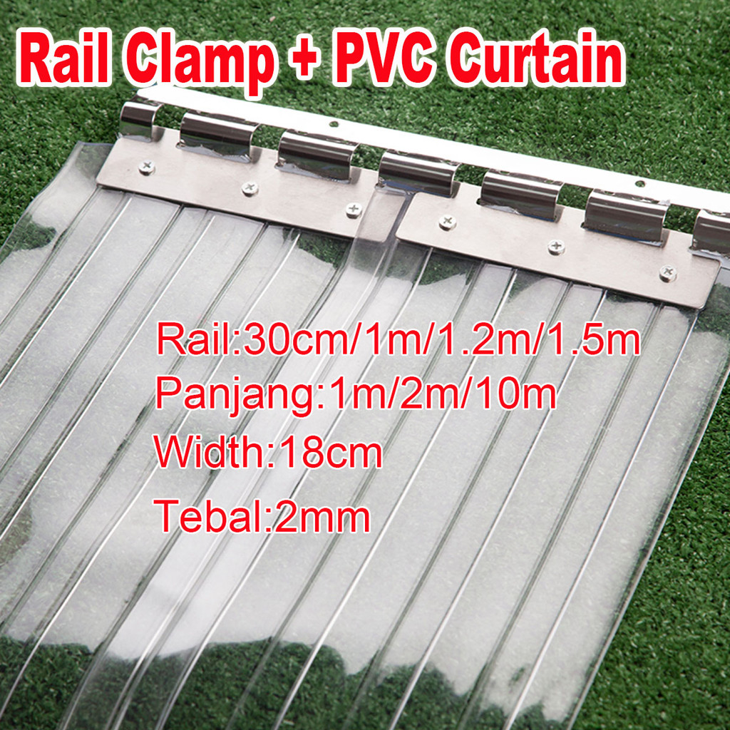 2mm PVC Curtain Strip Hanger Stainless Steel 304 Holder Set 145mm Clamp ...