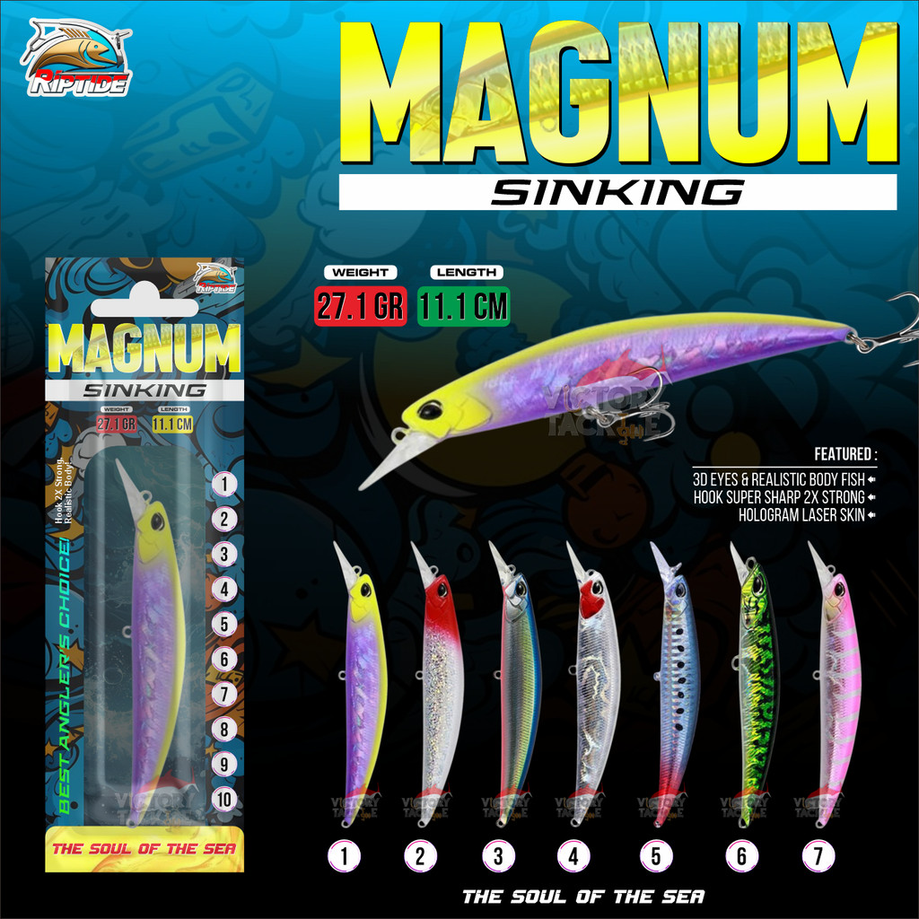 Lure MINNOW FISHING BAIT Riptide MAGNUM MINNOW SINKING LURE 11.1 CM 27. ...