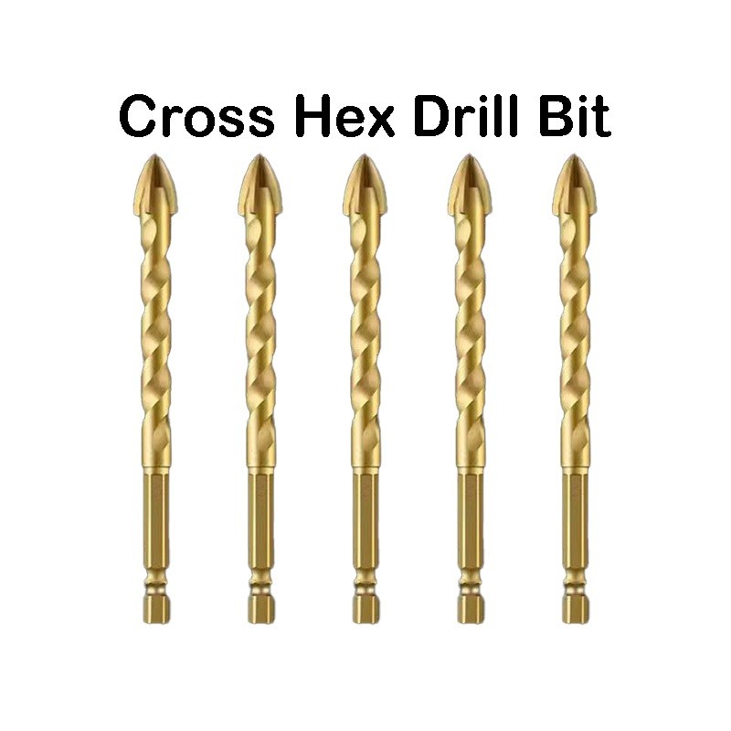 Cross Hex Tile Concrete Drill Bit Tungsten Carbide Glass Concrete Metal ...