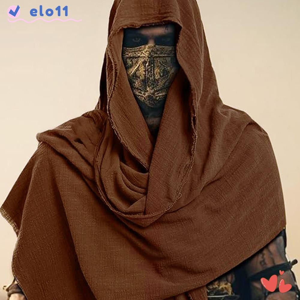 ELO11 Men's Medieval Pirate Retro Hood, Black/Brown Unisex Wrap Cloak ...