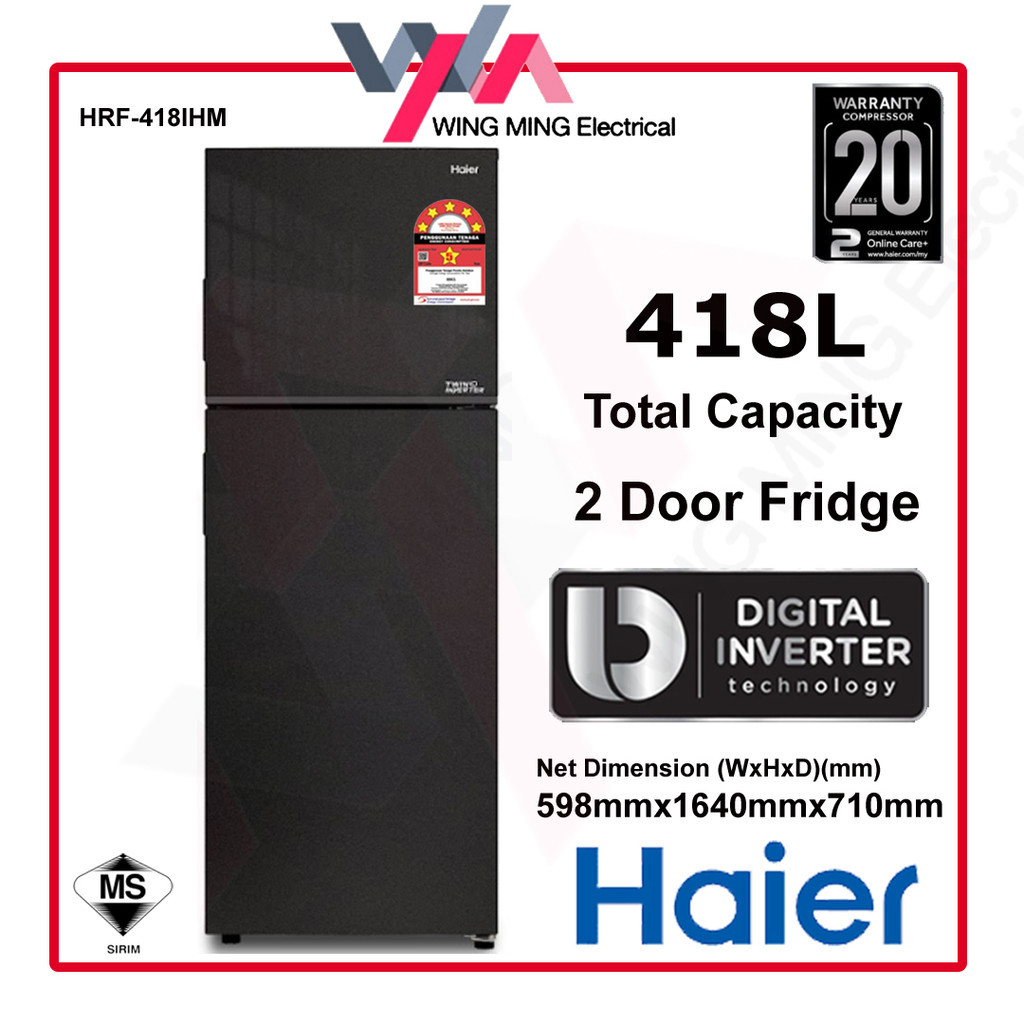 Haier 418 L / 458 L 2‑Door Twin Inverter Fridge HRF‑418IHM / HRF‑458IHM ...