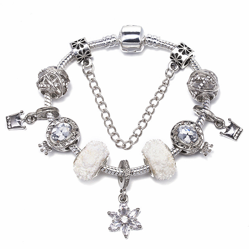 Hot Sale Pandora Silver Starry Fairy Tale Crown Beaded Bracelet Fashion ...