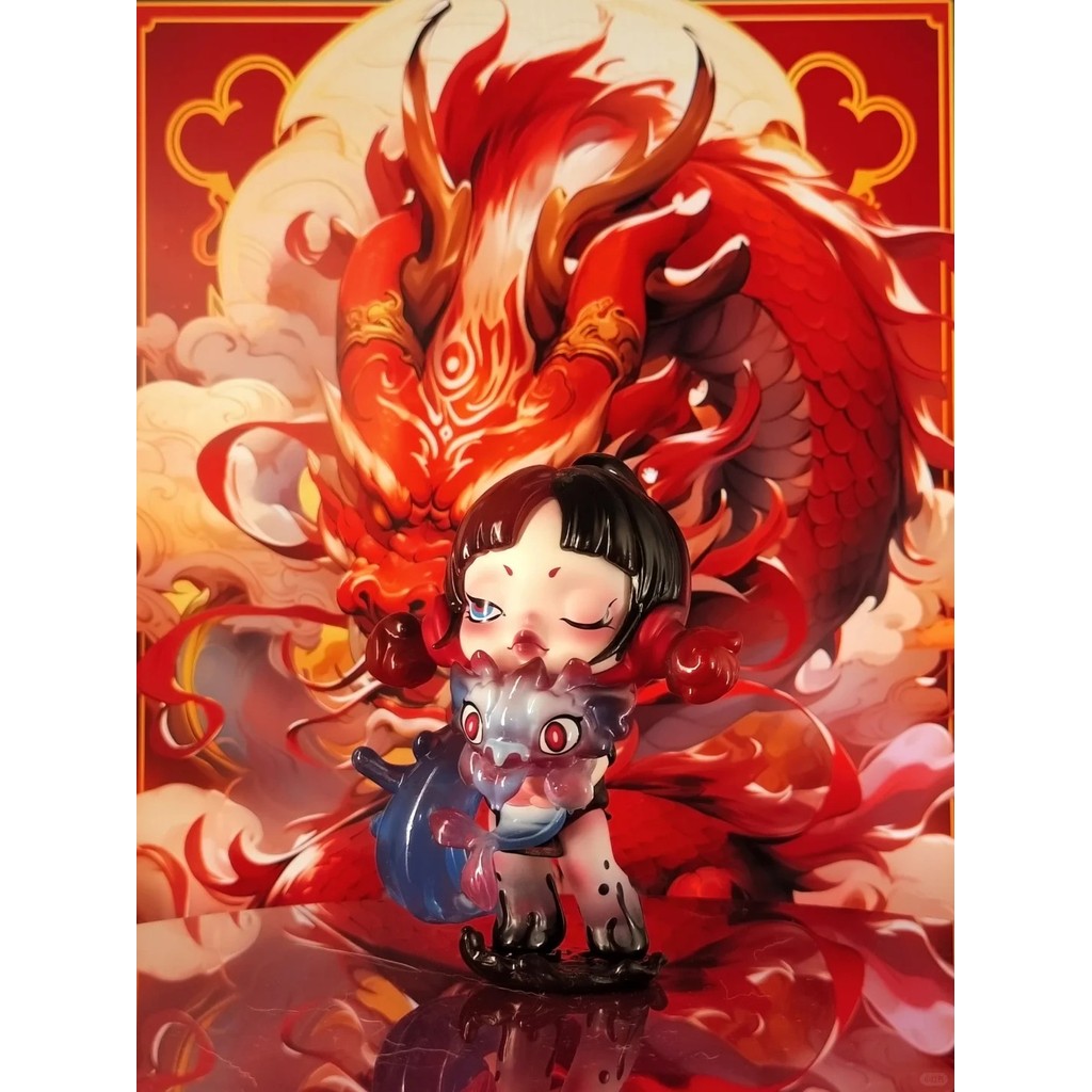 POPMART Longyin Xianrui Series SKULLPANDA Garage Kit dimoo hieono Molly Labubu Popmart Official ...