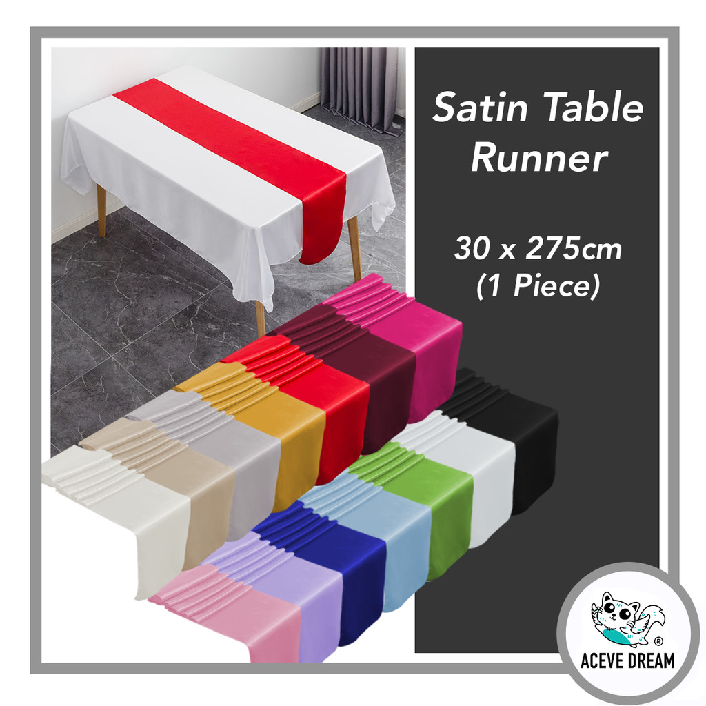 ACEVE DREAM READY STOCK Smooth Satin Table Runner Cloth Placemat Deco ...