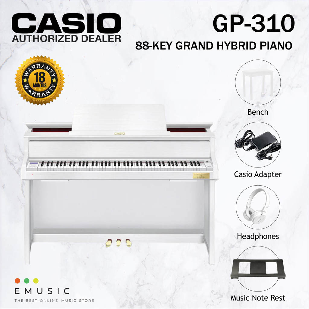 Casio GP-310 CELVIANO Grand Hybrid with Adapter and Headphones - White ...
