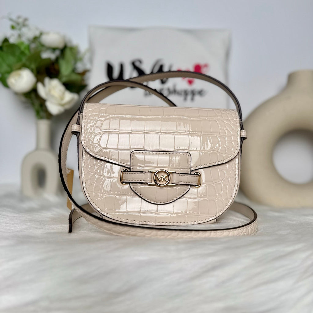MK Reed Small Saddle Croc Embossed Crossbody in Light Cream (35F4G6RC1A ...