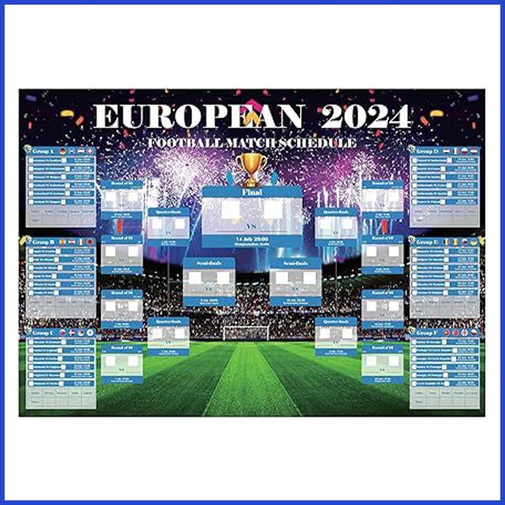Euros 2024 Wall Chart Football Tournament Schedule Football Poster ...