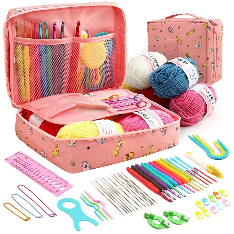 Beginner Crochet Kit For Adults And Kids Knitting Soft Grip Wool Tools ...