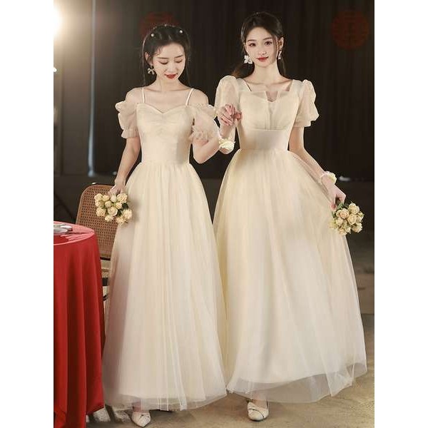 dress woman dinner dress Gaun pengiring pengantin warna champagne ...