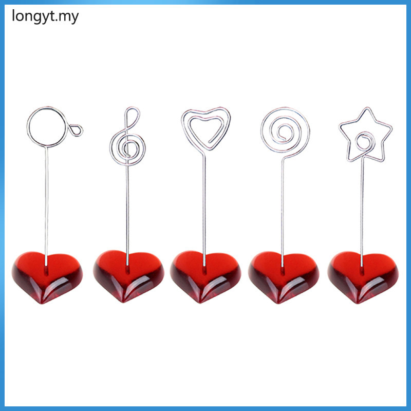longyt Paper Clips Holder Romantic Red Heart Base Photo Folder Desktop ...