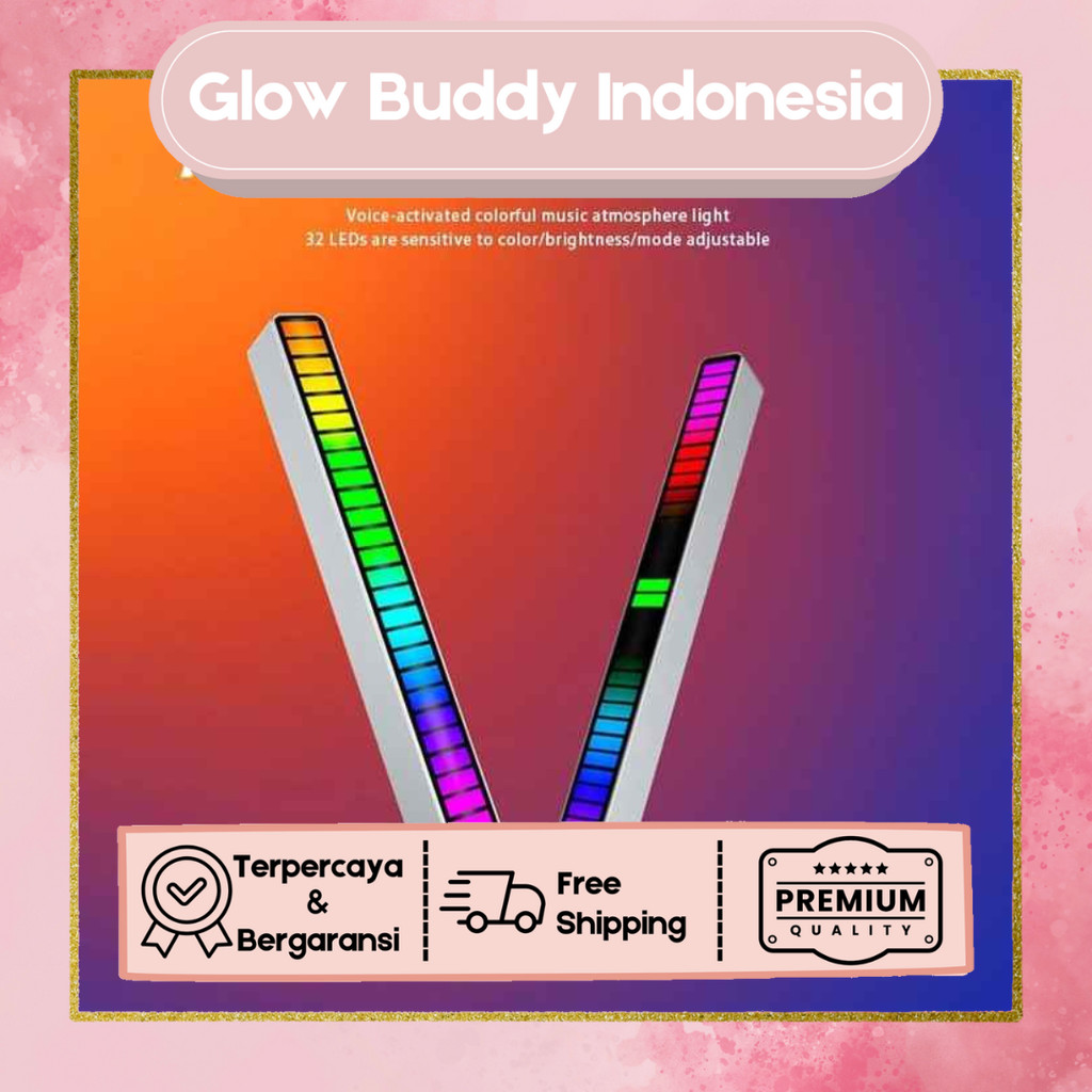 Glow Buddy RGB LED Light Bar Strip Sound Rhythm Light USB 32 LEDs ...