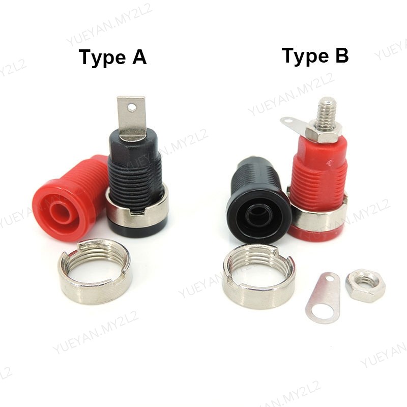 5x red black 32A Insulated Safety 4MM Banana Female head Connector Plug ...
