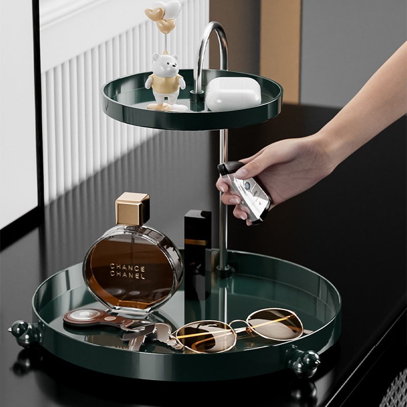2Tiers Cosmetic Shelf Perfume Lipstick Storage Tray Dessert Stand ...
