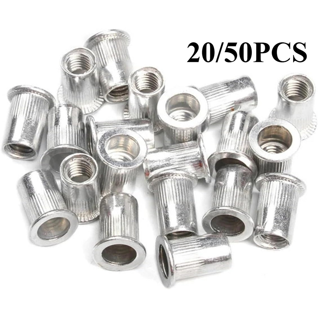 20/50pcs Aluminum Alloy Rivnut Alloy Rivnut Flat Head Threaded Rivet Insert Nutsert Cap Rivet ...