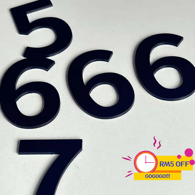 Door Number Mirror Surface 3D, RM5 Coupon, Silver Black Gold門牌號碼 ...