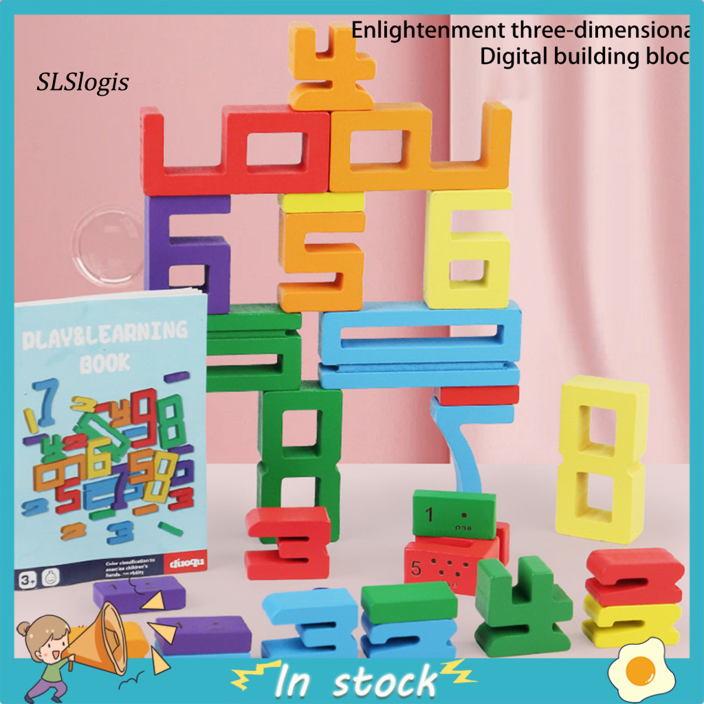 SLS_ Preschool Learning Block Educational Math Toy Wooden Number ...