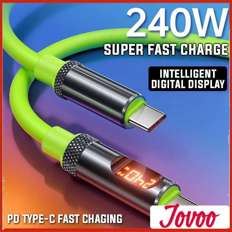 240W 100W Digital Display Fast Charging Cable Type C USB Android Phone ...