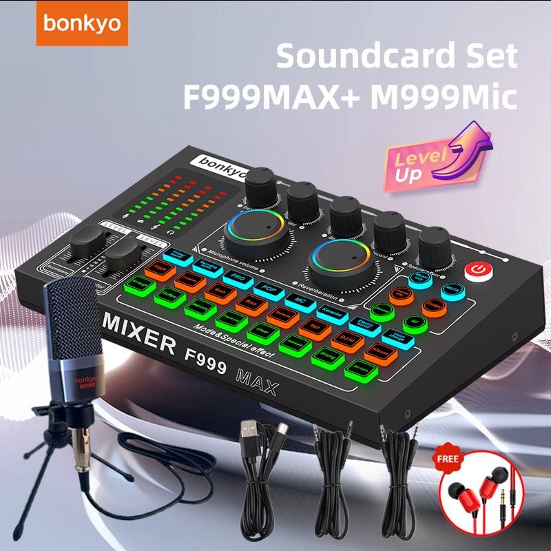 Soundcard F999MAX+M999Mic live broadcast equipment full set Bluetooth ...