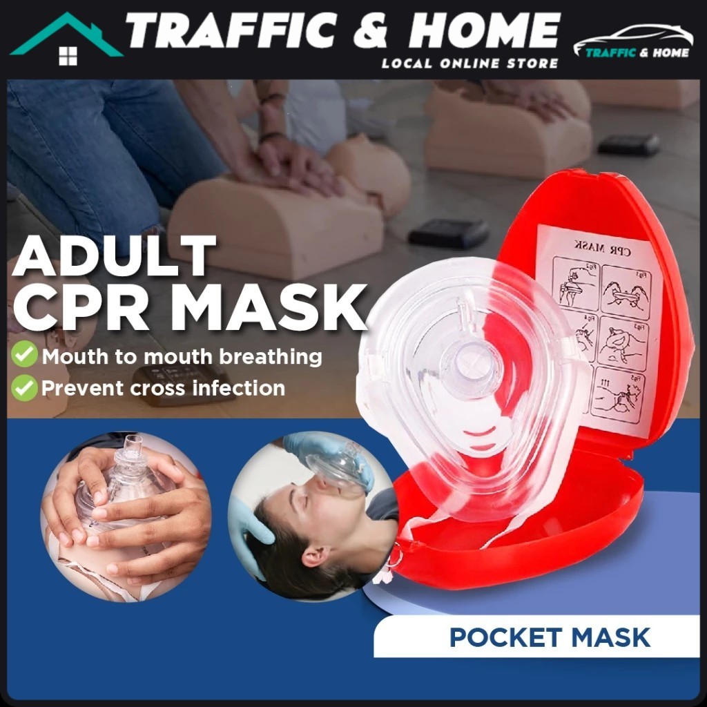 CPR Pocket Mask with Hard Case For Adult Rescue Breathing Mask Face ...