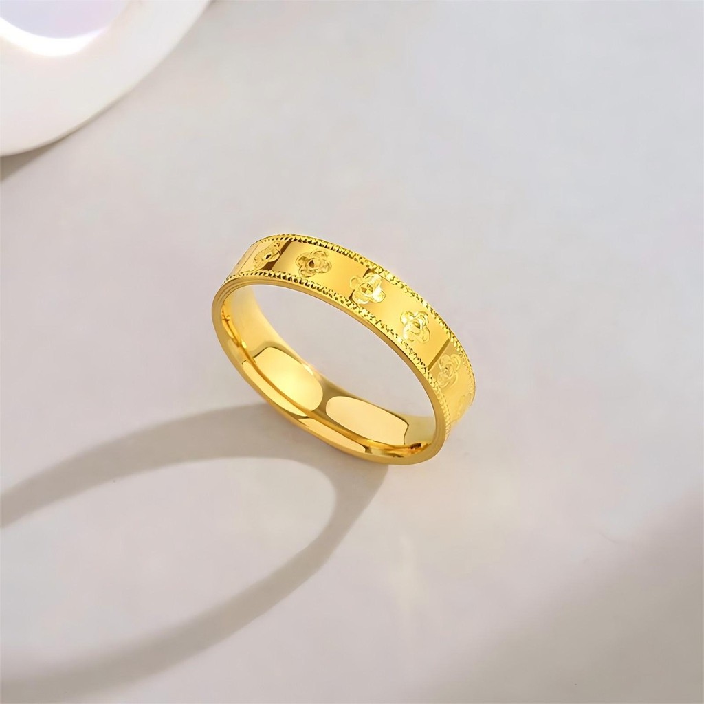 Emas loket 916 Four-leaf Clover Ring/ Ring 916 Four-leaf Clover Closed ...