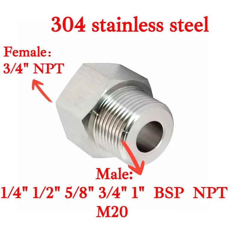 3/4" NPT Female to M20 1/4" 1/2" 3/8" BSP NPT Male Hex Reducer Bushing ...