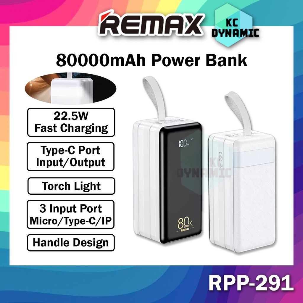 Remax RPP-291 80000mAh Powerbank Outdoor Camping Power Bank 22.5W Fast Charging Power Bank RPP ...