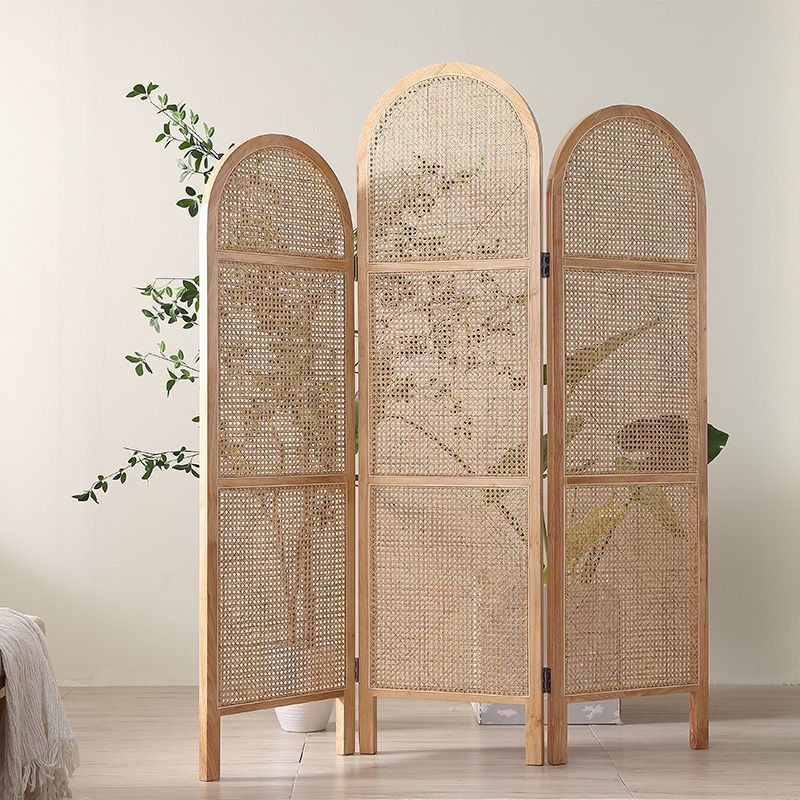 Ins Wind Rattan Screen Movable Foldable Screen Living Room Partition ...