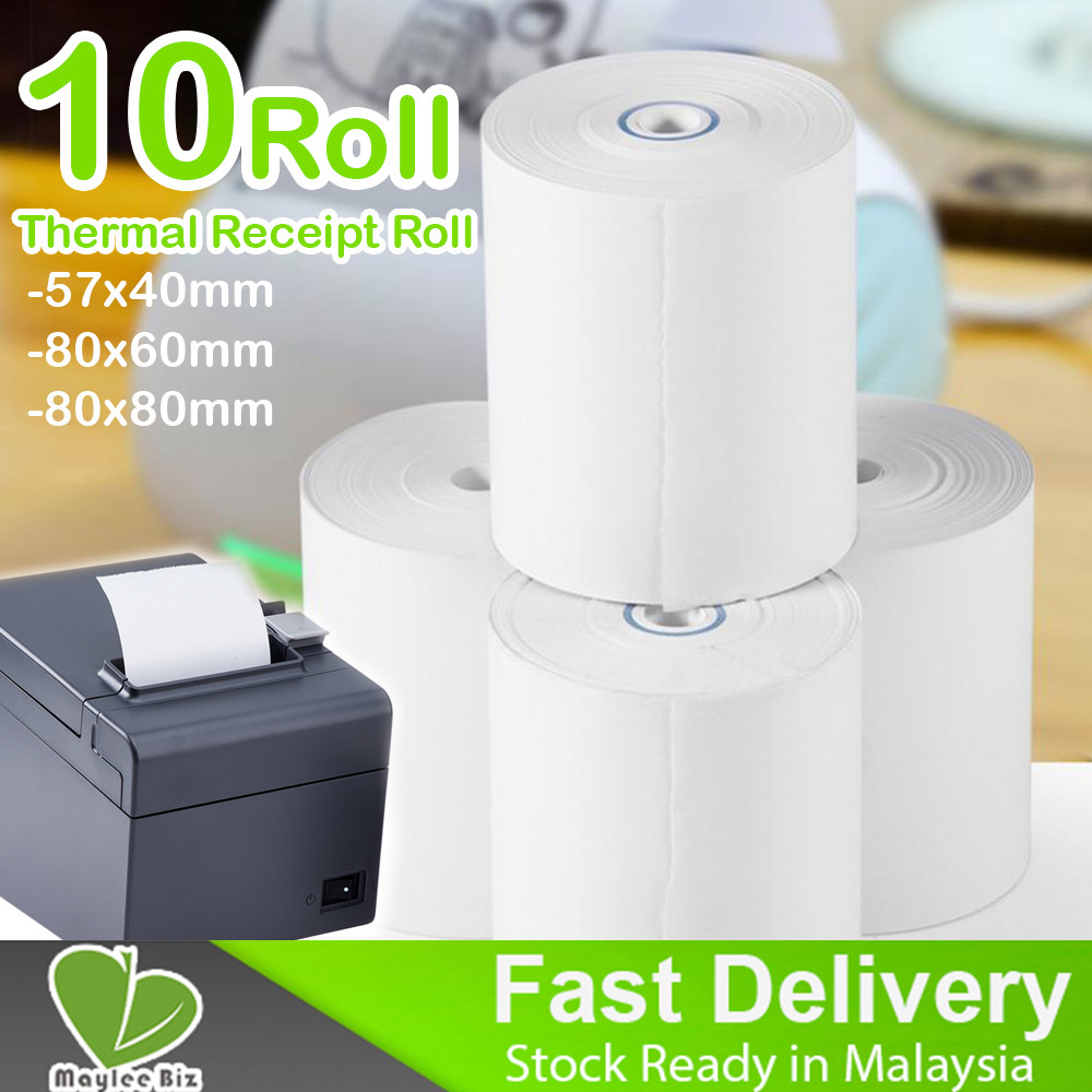 MY10 Roll Coreless Thermal Receipt / Resit / Thermal Paper Roll Kertas ...