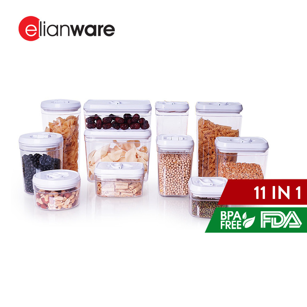 Elianware [11 in 1] Set Lid Lock Series Elegant Airtight Canister Food ...