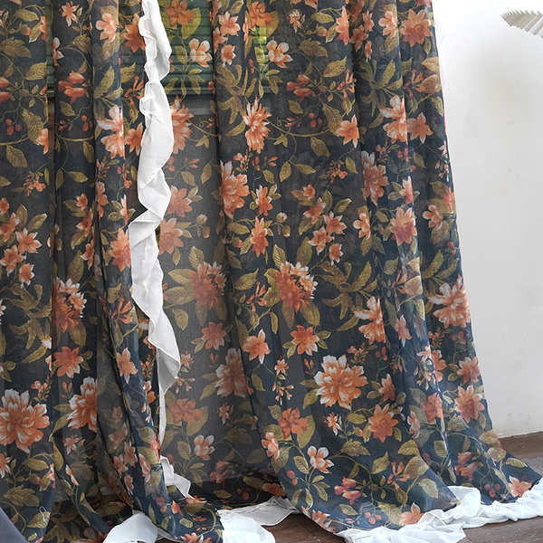 kain langsir batang langsir langsir putih Tingkap skrin bunga pastoral ...