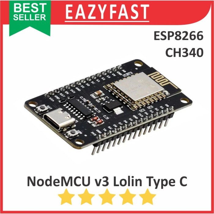 Nodemcu V3 Lolin ESP8266 CH340 ESP USB Type C LUA Wifi Internet Arduino ...