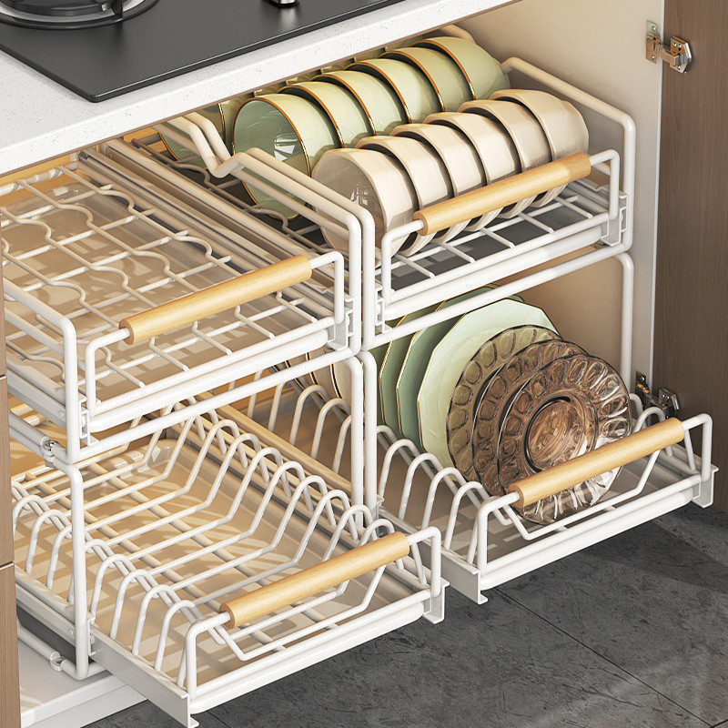 Kitchen Dish Storage Rack Cabinet Built-in Homemade Drawer Basket Pull ...