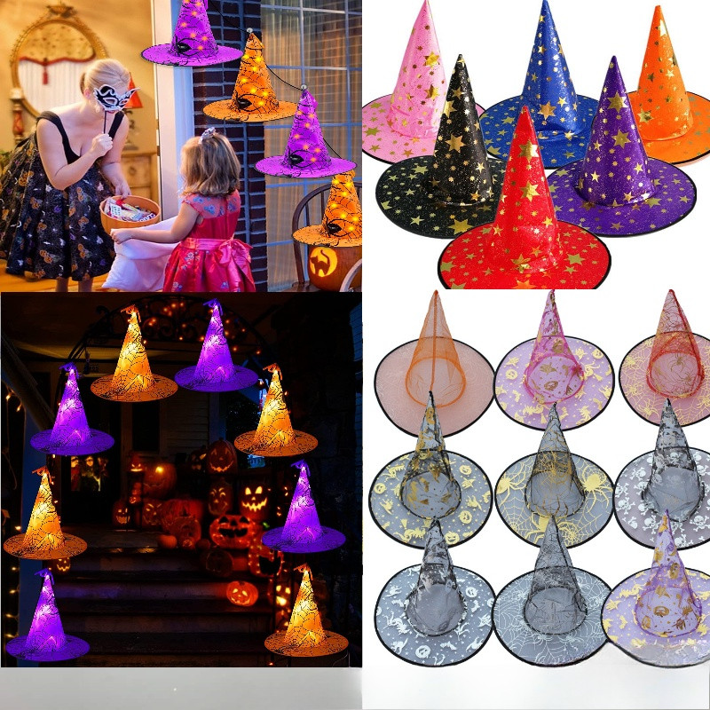 Halloween Black Witch Magic Hat Wizard Cosplay Masquerade Parties ...
