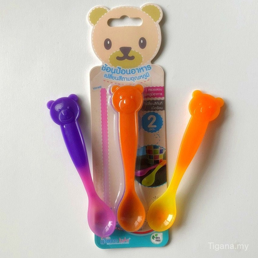 Baby Thermochromic Spoon Cartoon Bear Thermochromic Spoon Heat Sensing ...